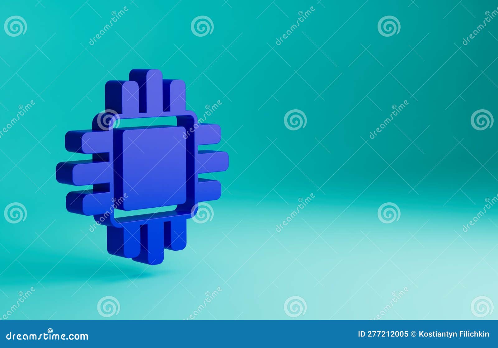 Blue Computer Processor With Microcircuits Cpu Icon Isolated On Blue Background Chip Or Cpu