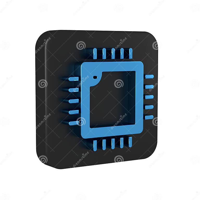Blue Computer Processor with Microcircuits CPU Icon Isolated on ...