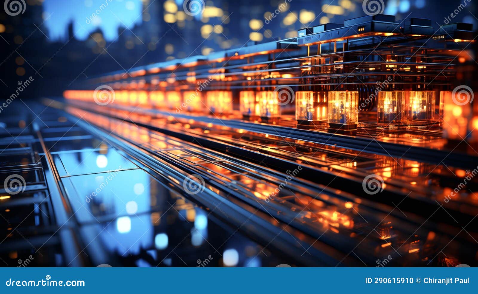 A Blue Computer Server Room with a Blue Light Stock Photo - Image of ...