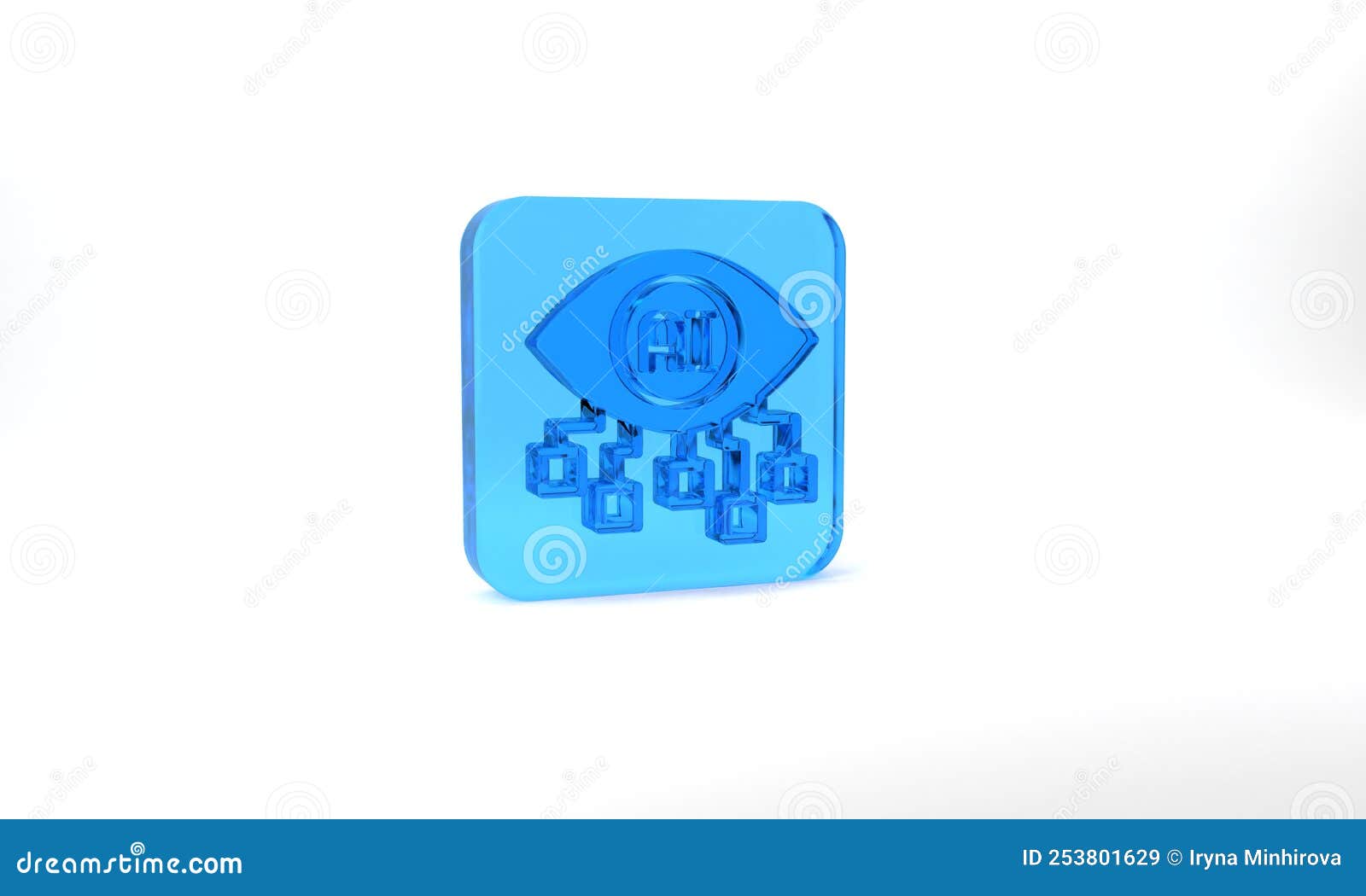 Blue Computer Vision Icon Isolated on Grey Background. Technical Vision ...