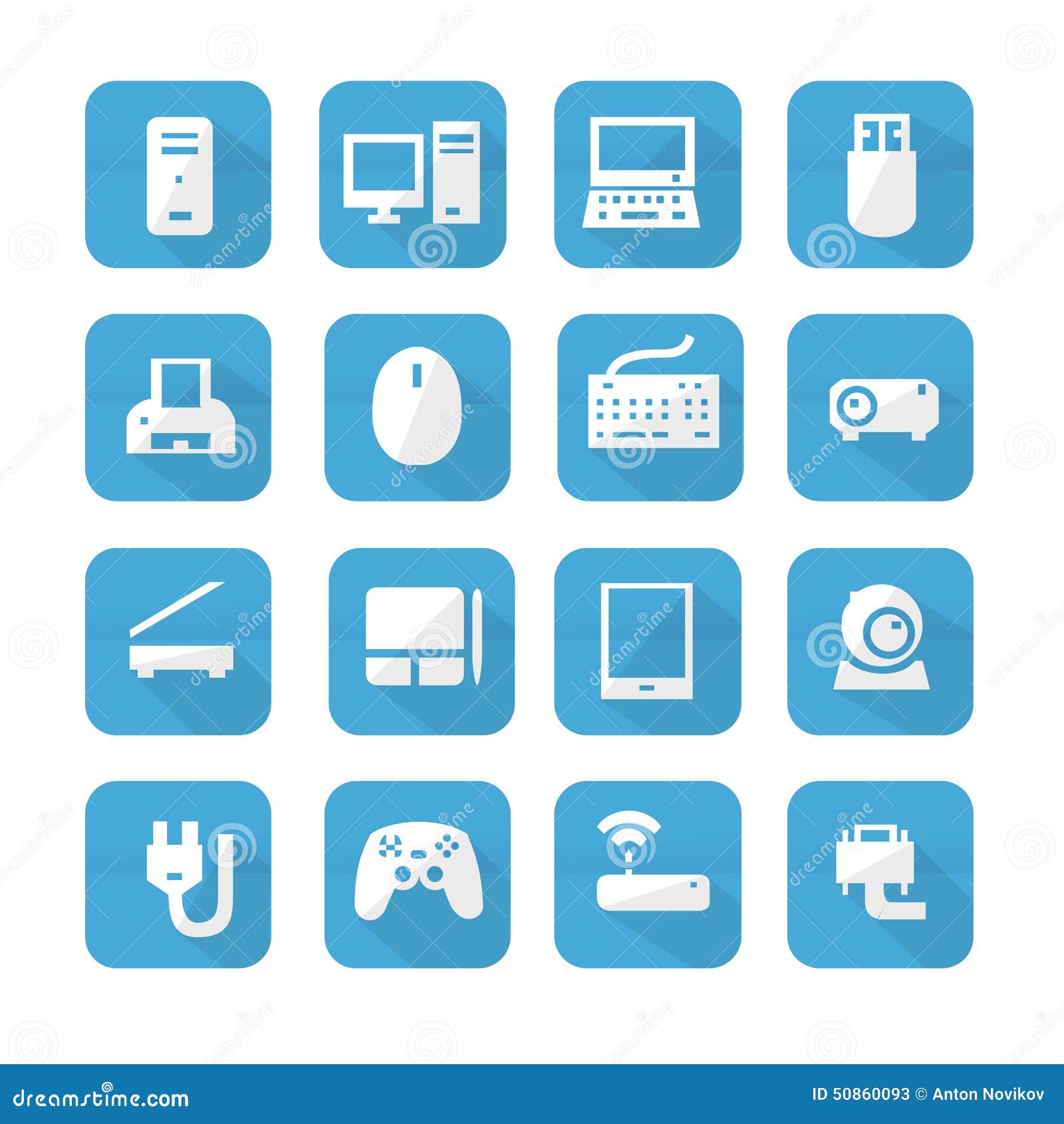 Blue Computers Device Icons Stock Vector - Illustration of mouse ...