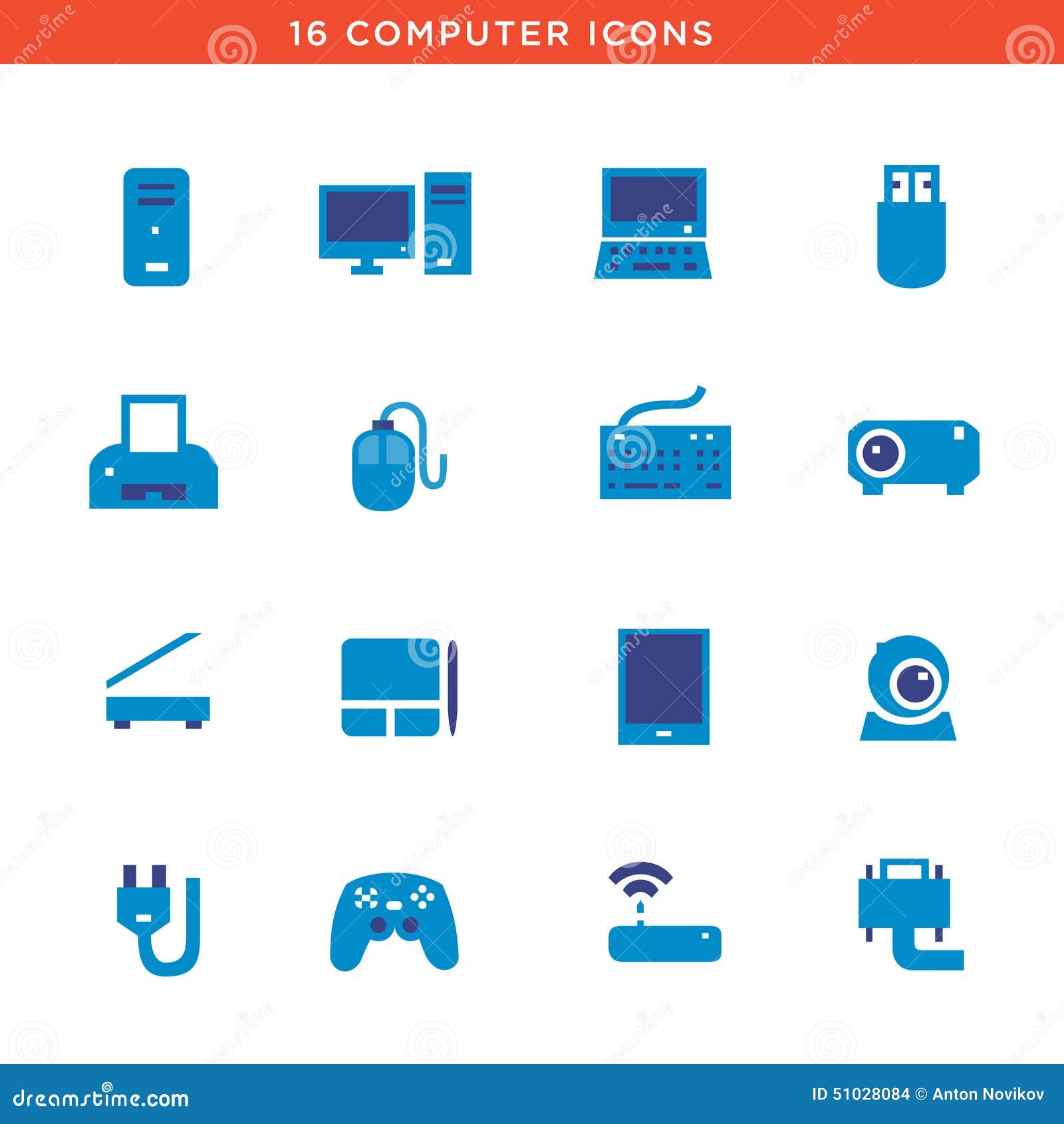Blue Computers Device Icons Stock Vector - Illustration of camera ...