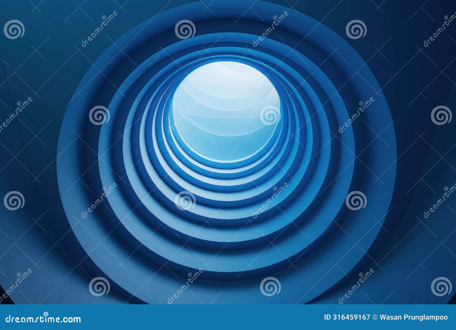 Blue Concentric Circles with a Bright White Circle in the Center Stock ...