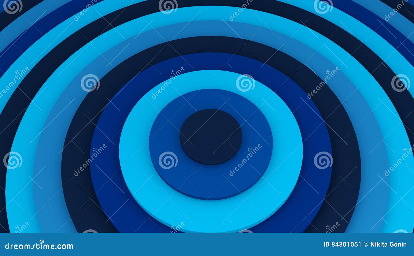 Blue Concentric Circles 3D Illustration Stock Illustration ...