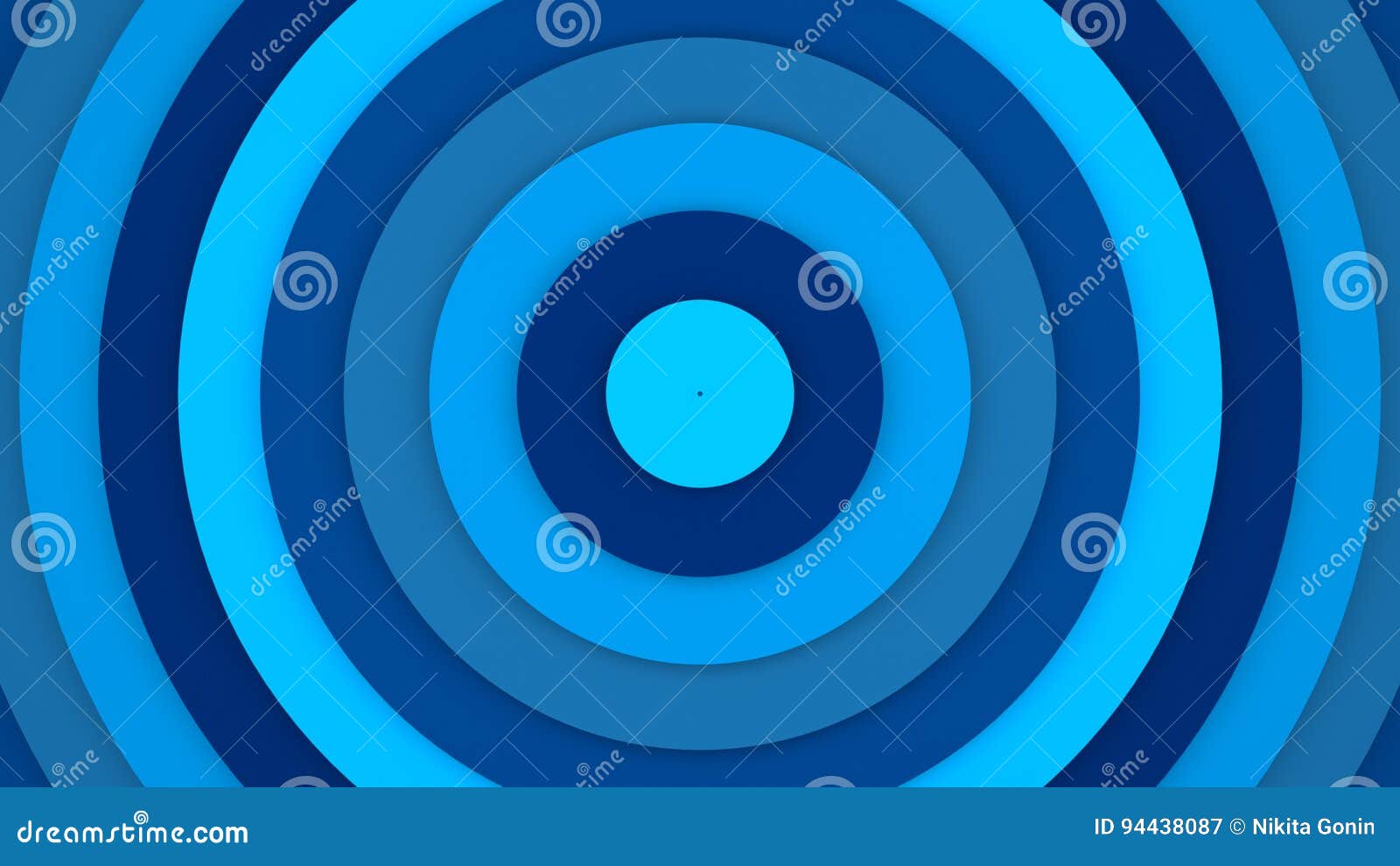 Blue Concentric Rings Abstract 3D Render Stock Illustration ...