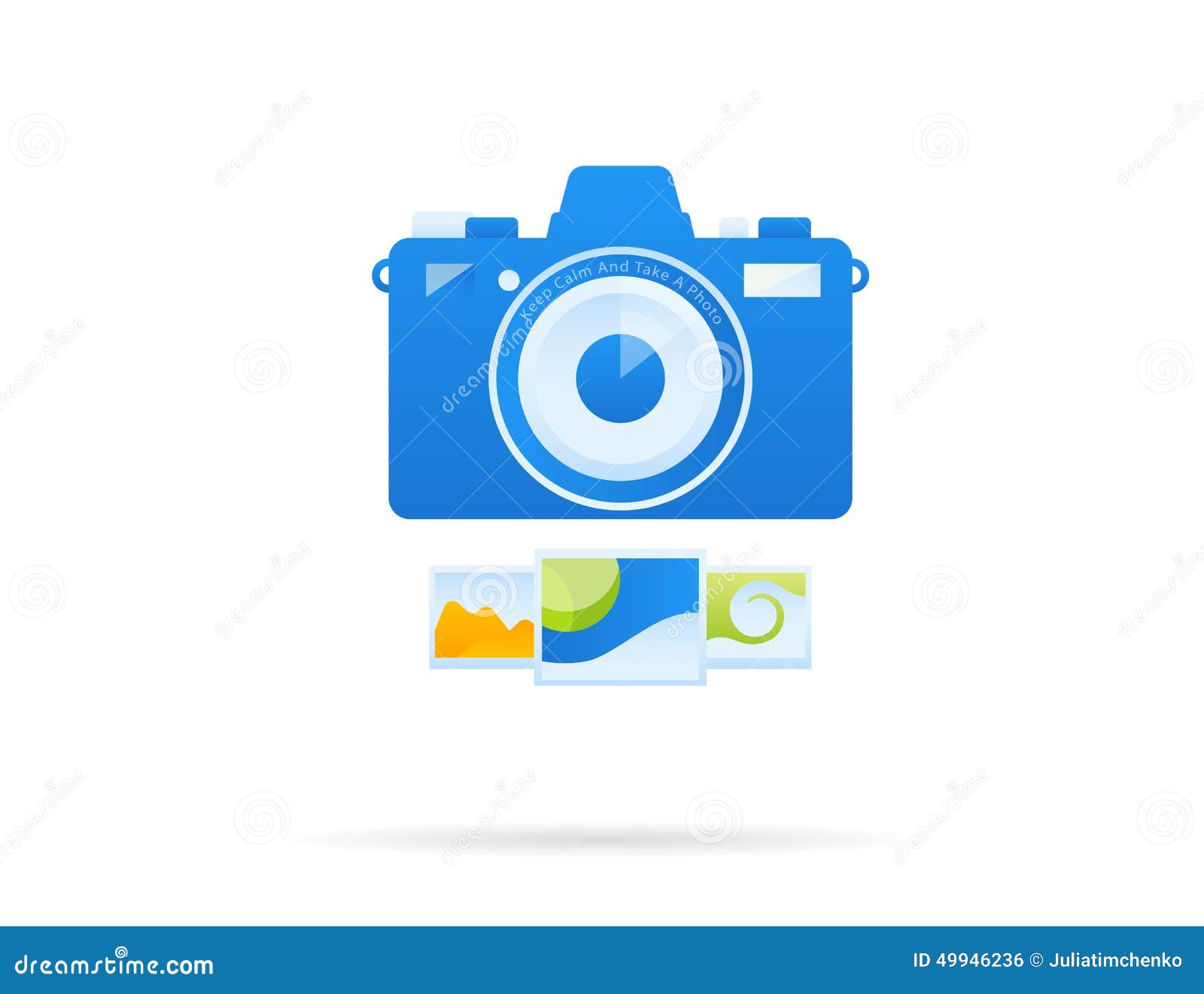 Blue concept camera icon stock vector. Illustration of pictogram - 49946236