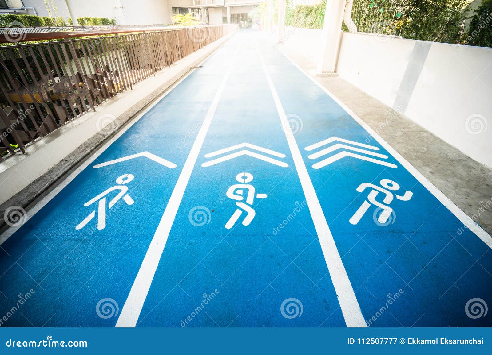 Blue Concrete Runway, Walkway and Jogging Way Stock Image - Image of ...