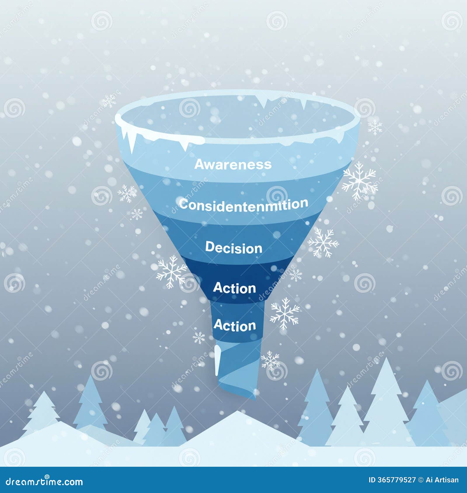 3D Segmented Funnel Chart Vector Illustration | CartoonDealer.com ...