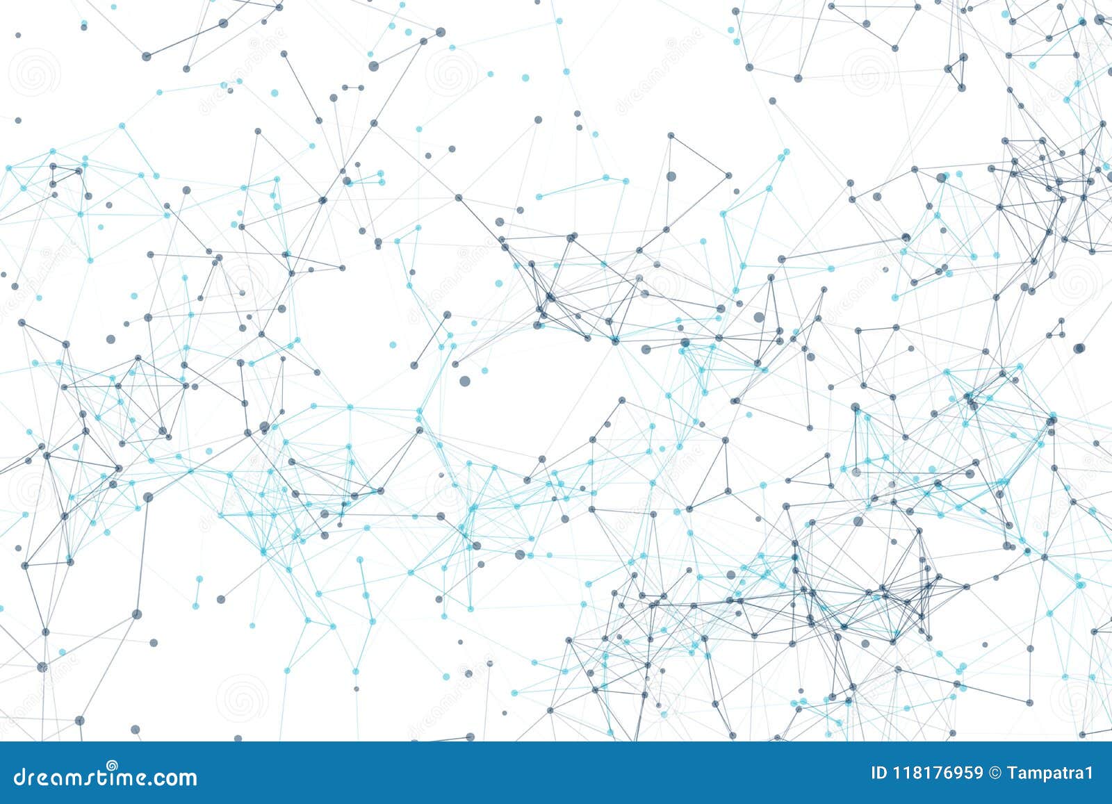 Blue Connection Network Lines and Dots on White Background Stock ...
