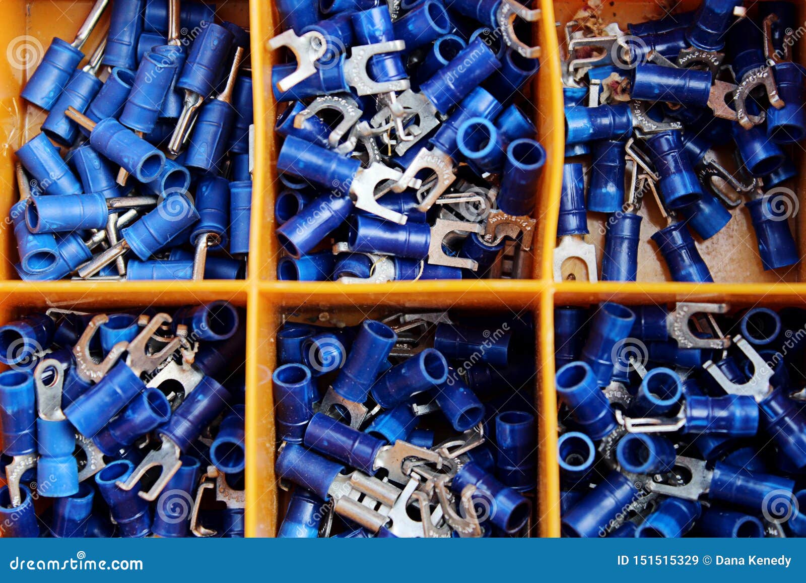 Blue Connectors Separated by Orange Tool Box Stock Image - Image of ...