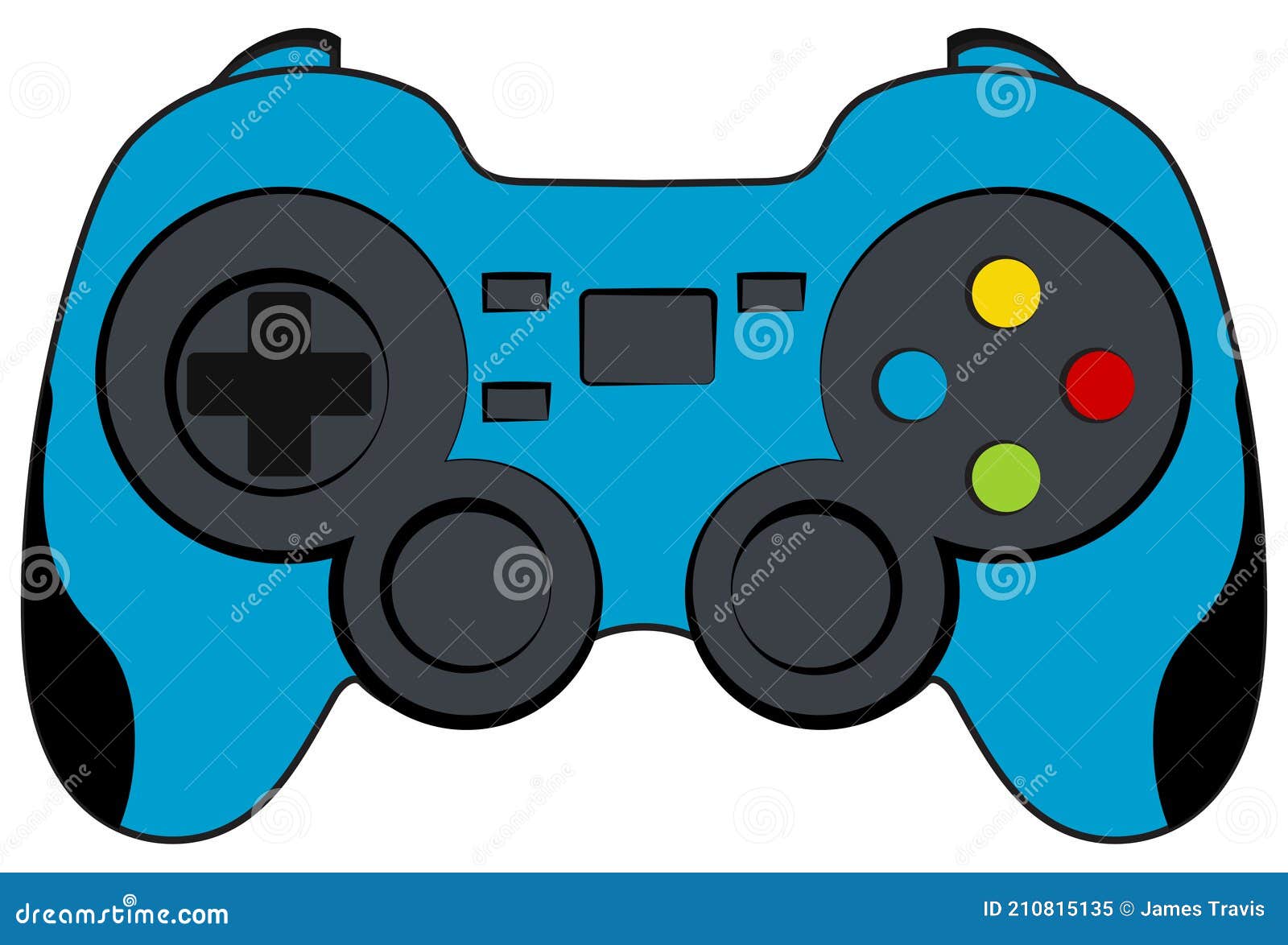 Blue Console Game Controller with Clipping Path Isolated on White Stock ...