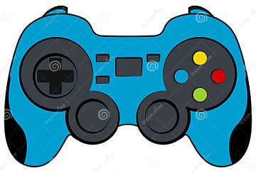 Blue Console Game Controller with Clipping Path Isolated on White Stock ...