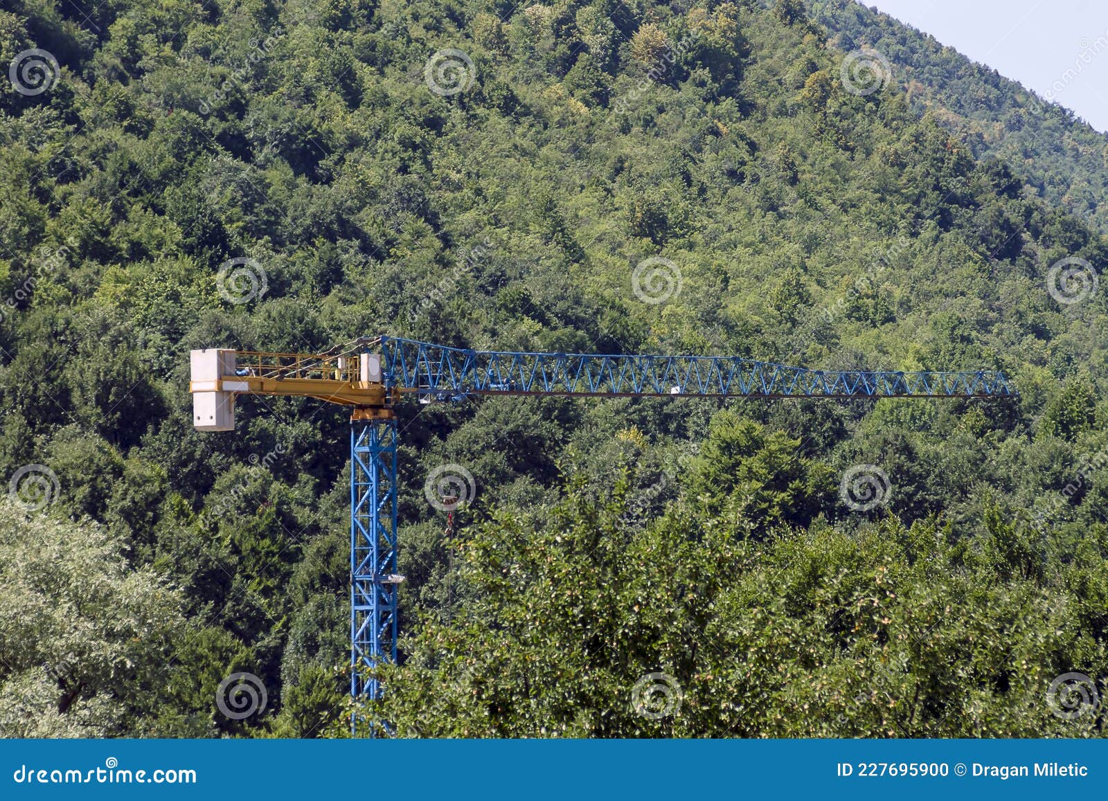 Blue construction crane stock photo. Image of hoist - 227695900