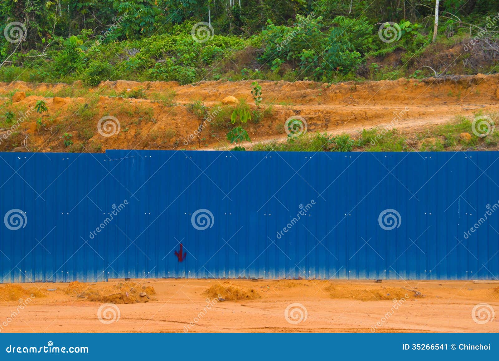Blue construction fence stock image. Image of develop - 35266541