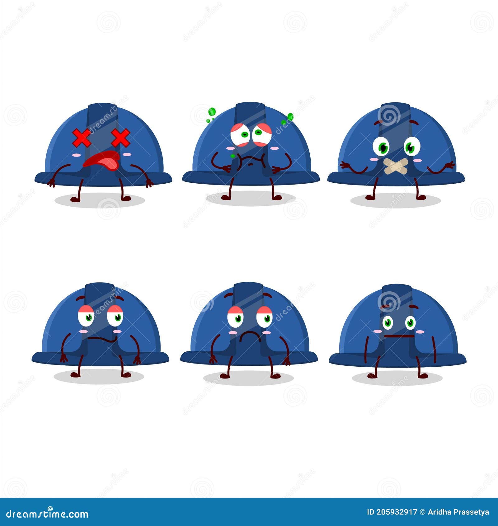 Blue Construction Helmet Cartoon Character with Nope Expression Stock ...