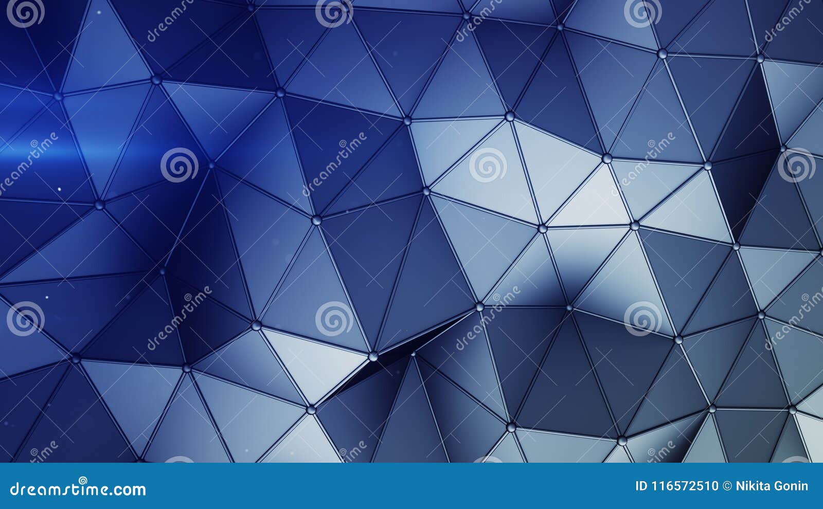 Blue Construction with Lines and Low Poly Shape 3D Rendering Stock ...