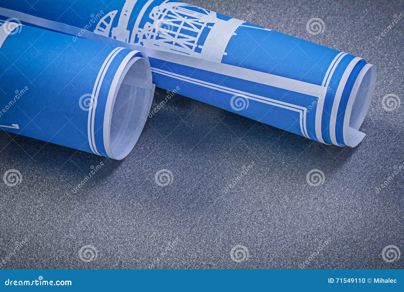 Blue Construction Plans on Grey Background Front View Maintenanc Stock ...