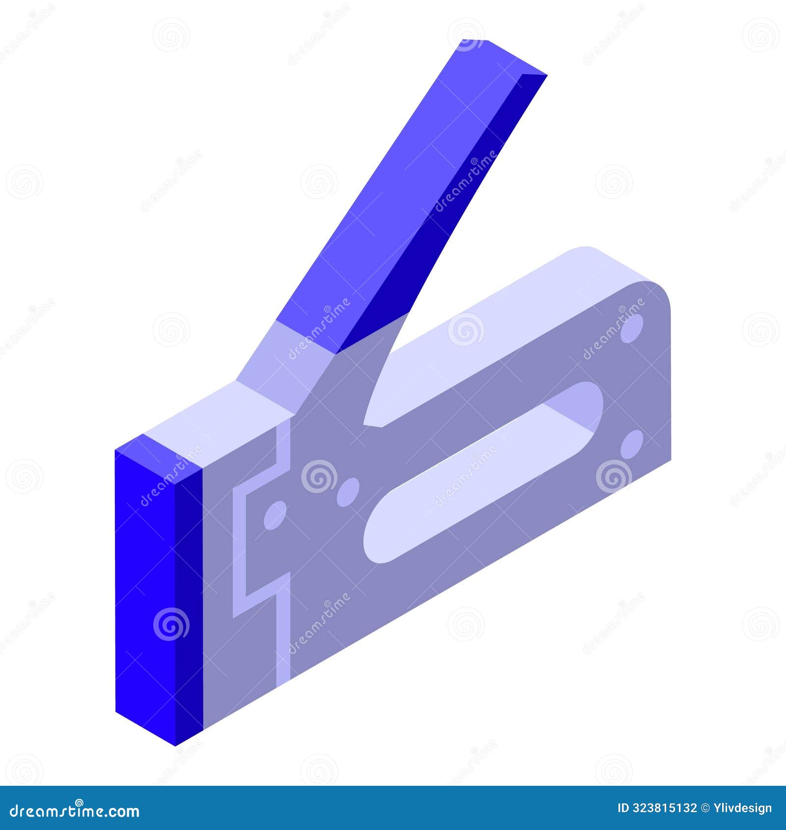 Blue Construction Stapler Isometric Illustration on White Background ...
