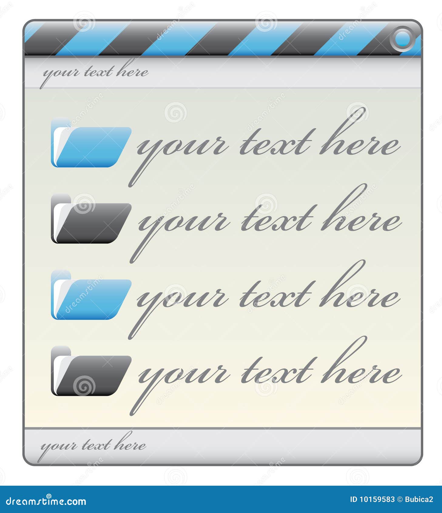 Blue Construction Window Label with Folders and Te Stock Vector ...