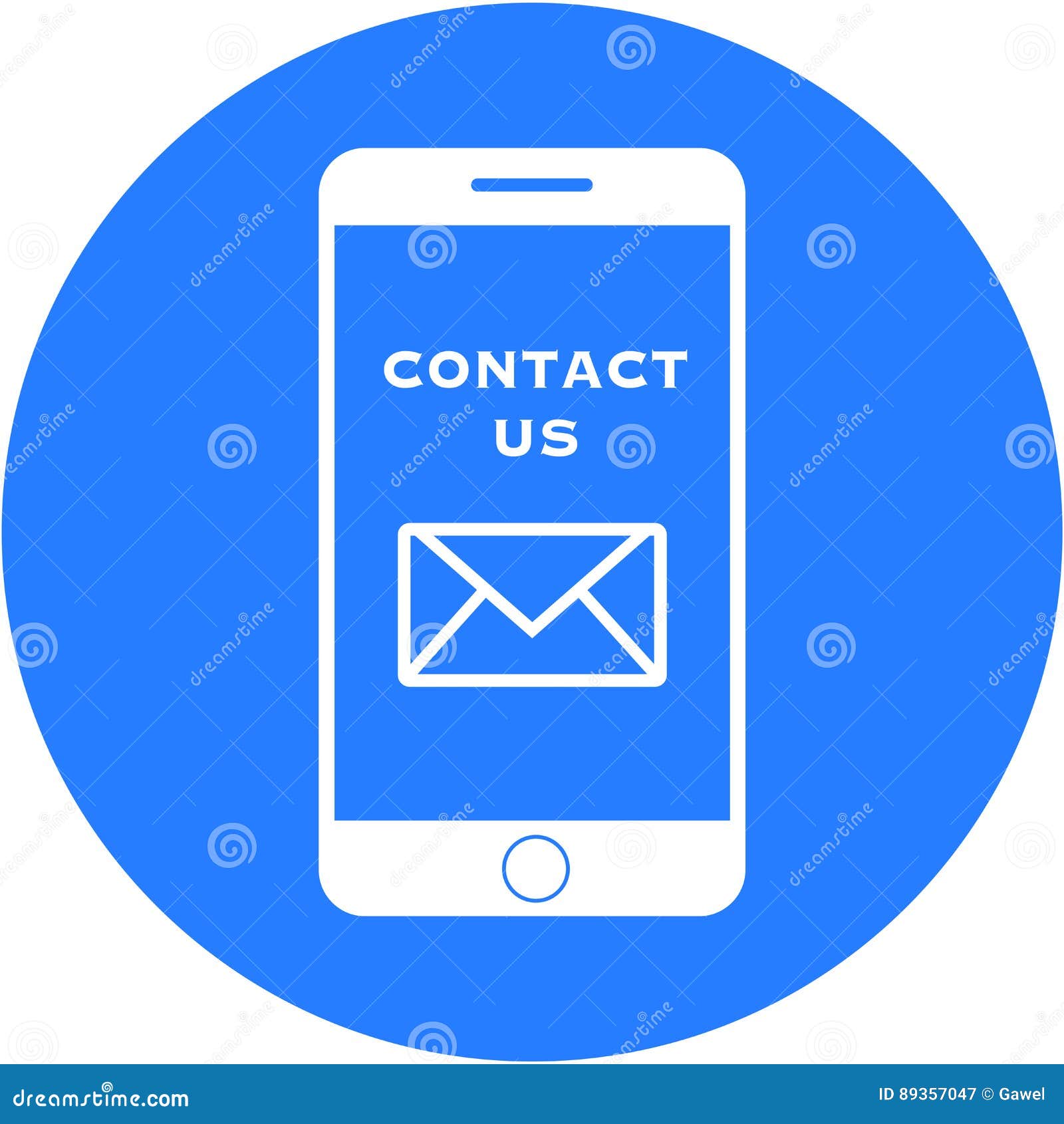 Blue Contact Us Design in a Flat Round Button Stock Illustration ...