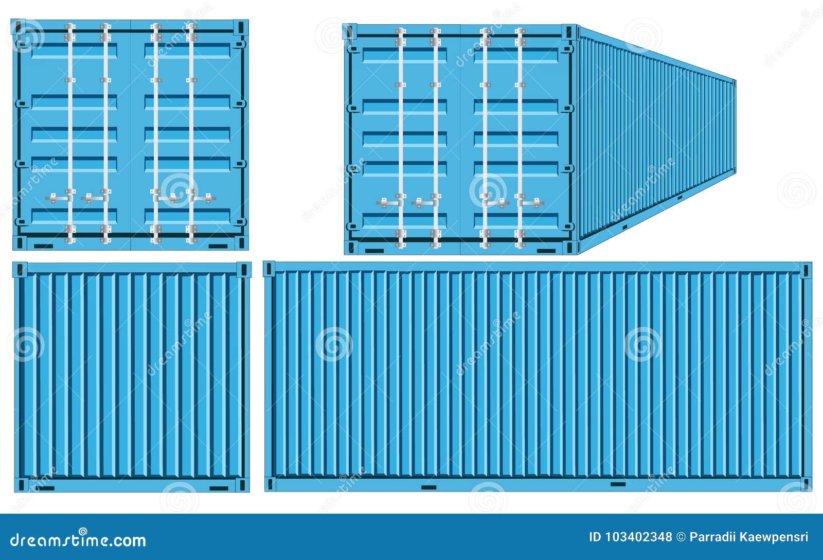 Blue Container box 3D stock vector. Illustration of delivery - 103402348