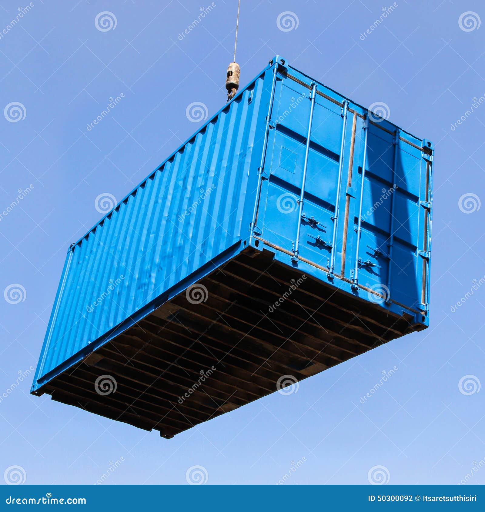 Blue container stock photo. Image of freight, loading - 50300092