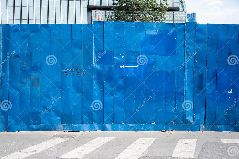 Blue Container Fence for Safety Zone Stock Image - Image of aluminium ...