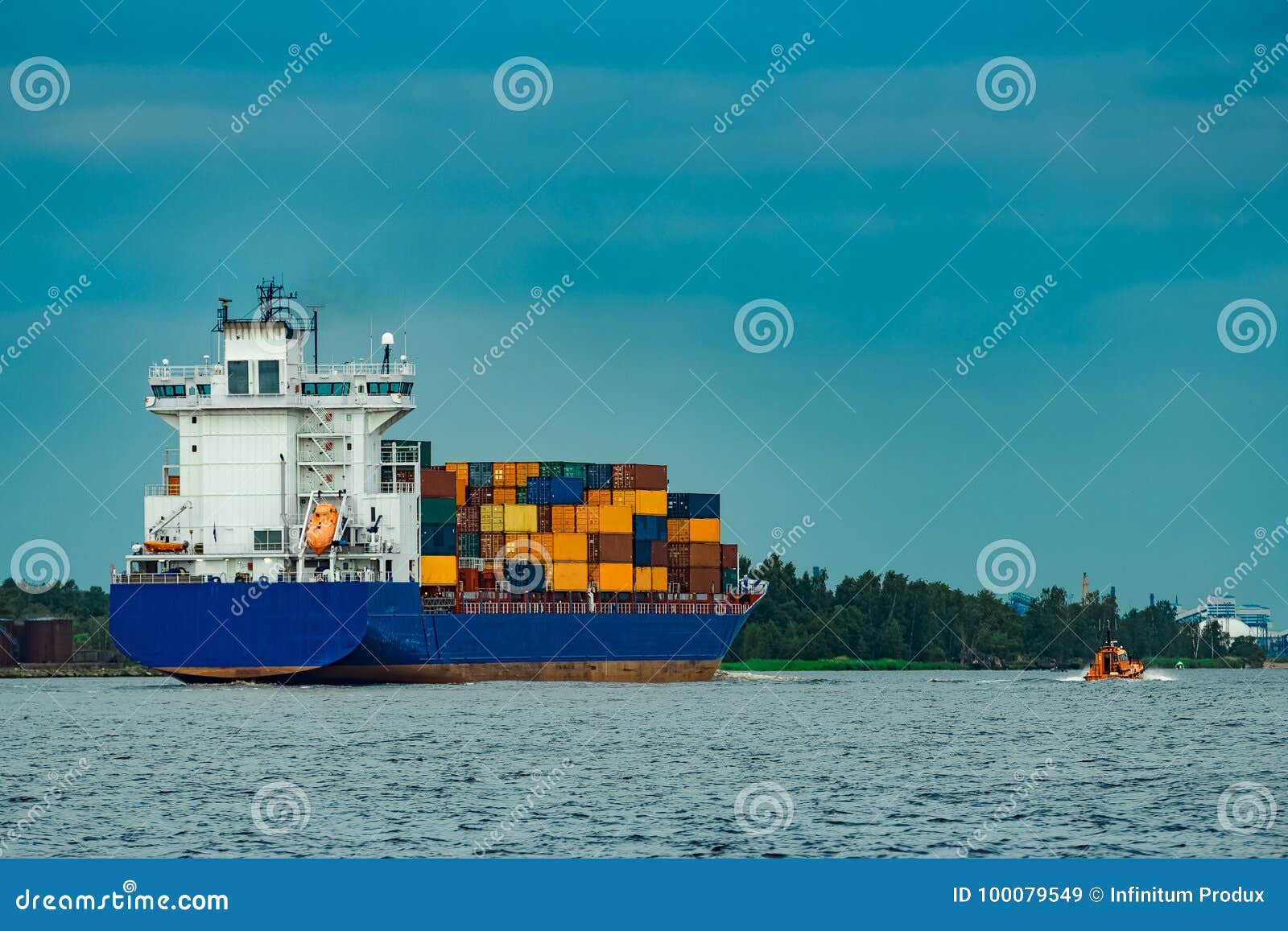 Blue container ship stock image. Image of logistics - 100079549