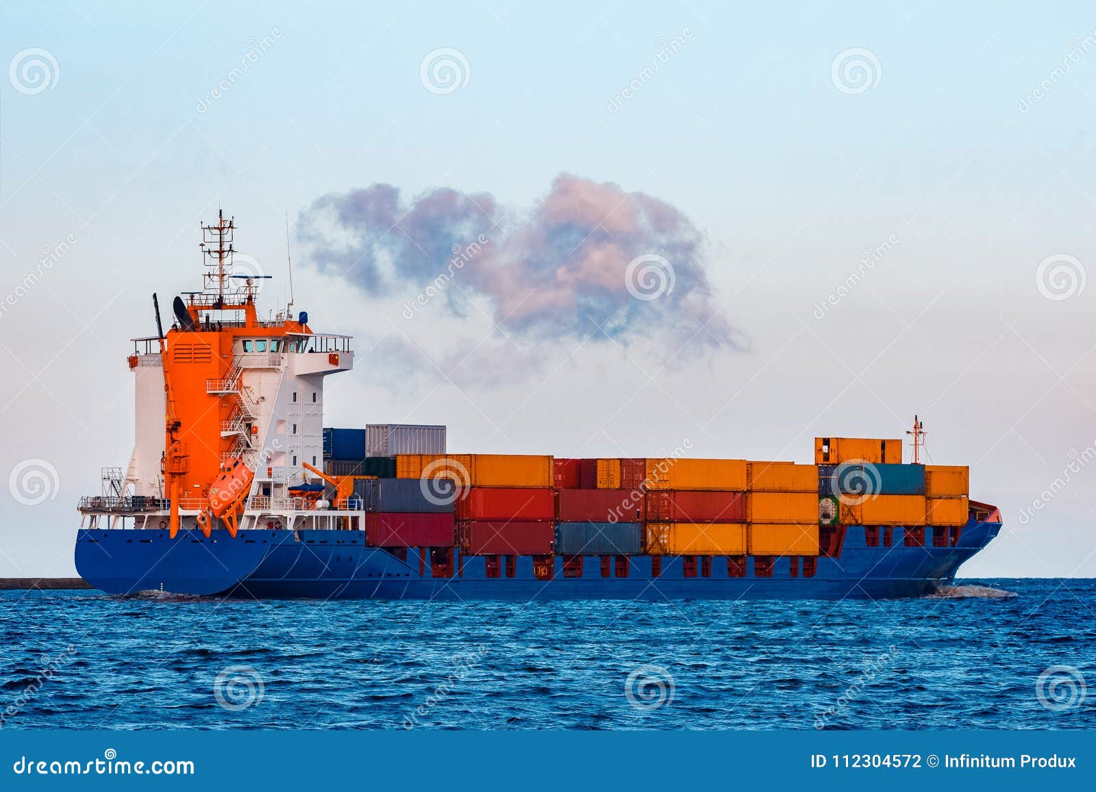 Blue Container Ship Underway Stock Photo - Image of cargo, logistics ...