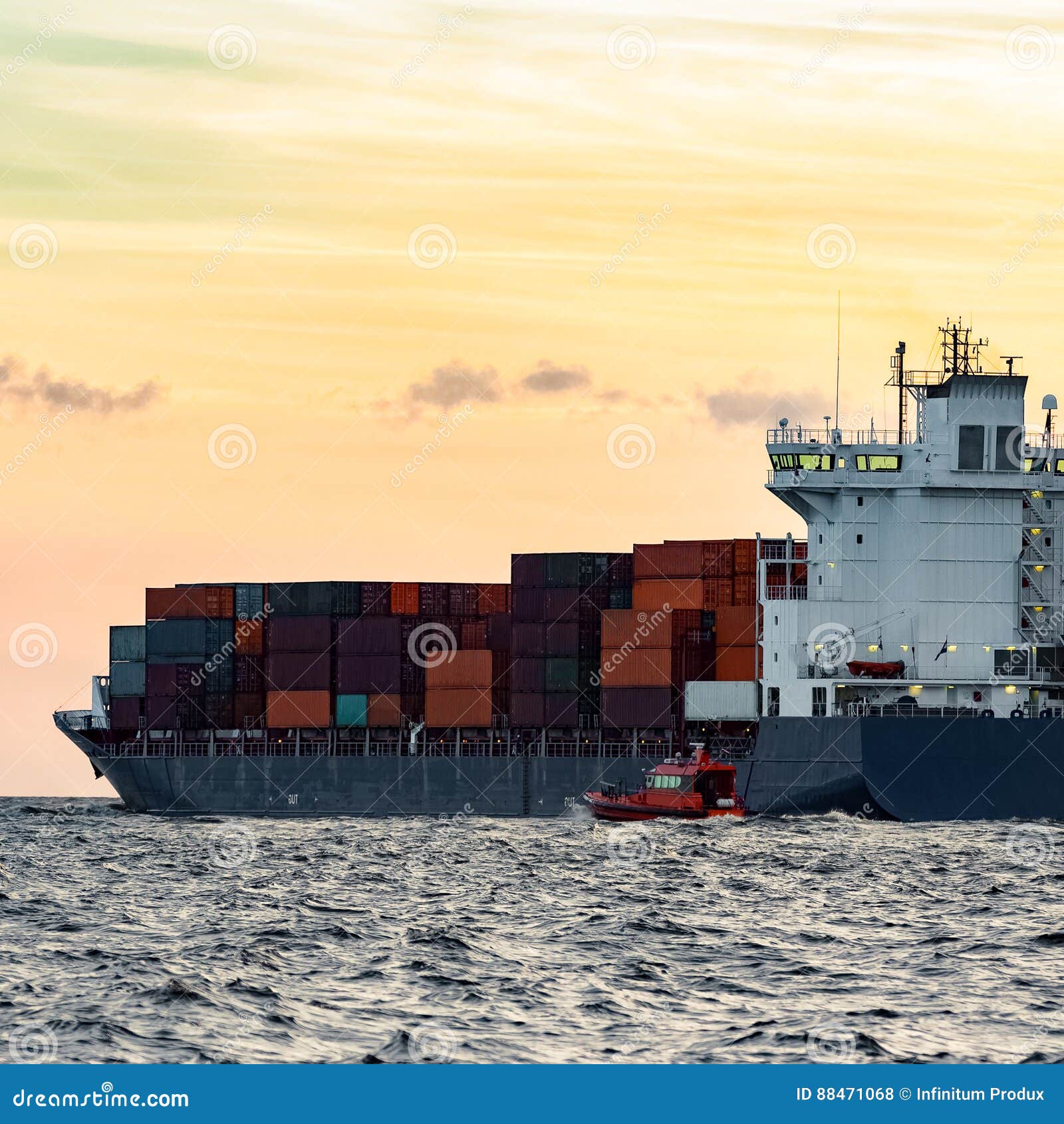 Blue container ship stock photo. Image of logistics, offshore - 88471068