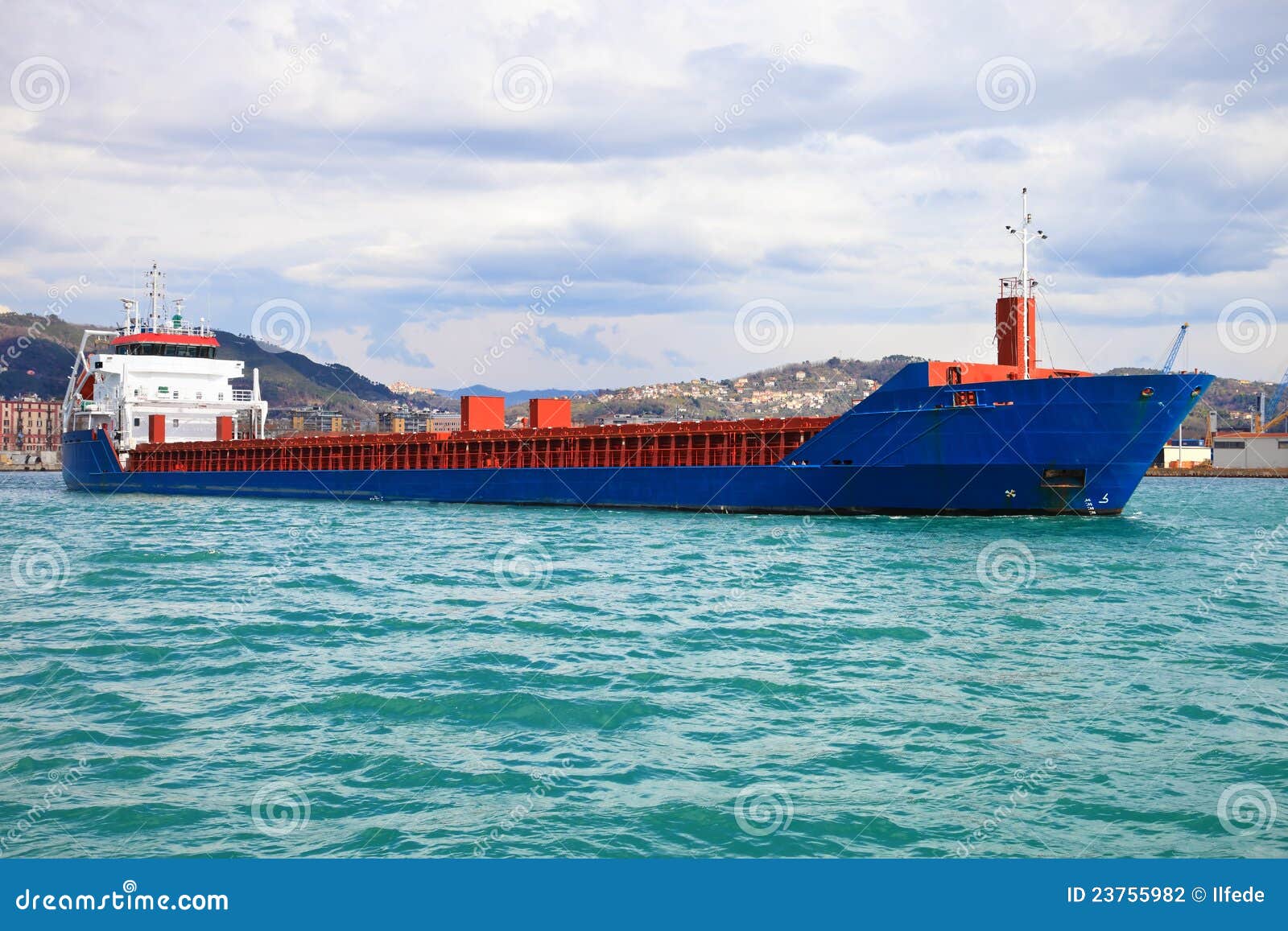 Blue containers ship stock photo. Image of crate, carrier - 23755982