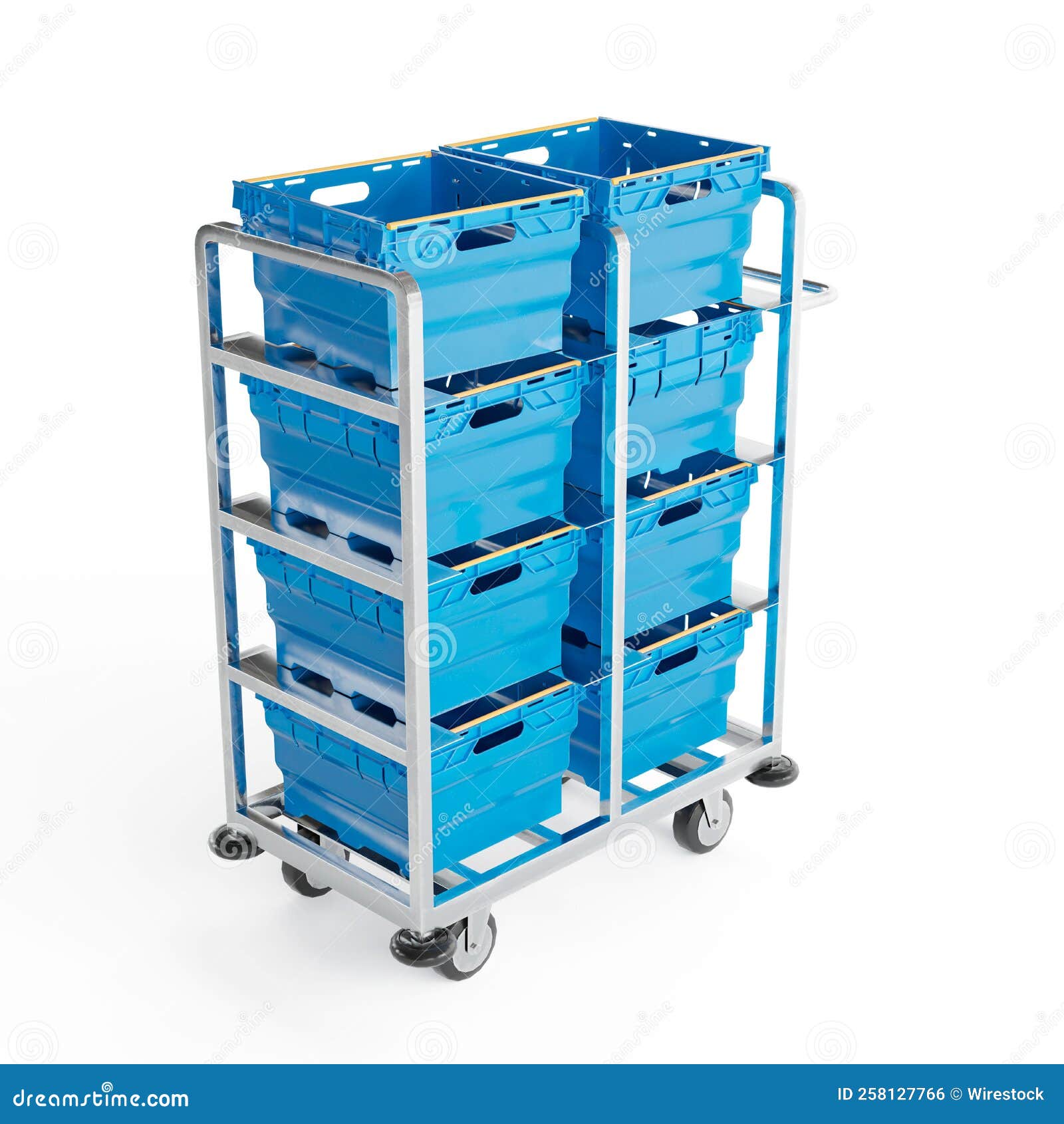 Blue Containers Stacked on a Transportation Cart Stock Illustration ...