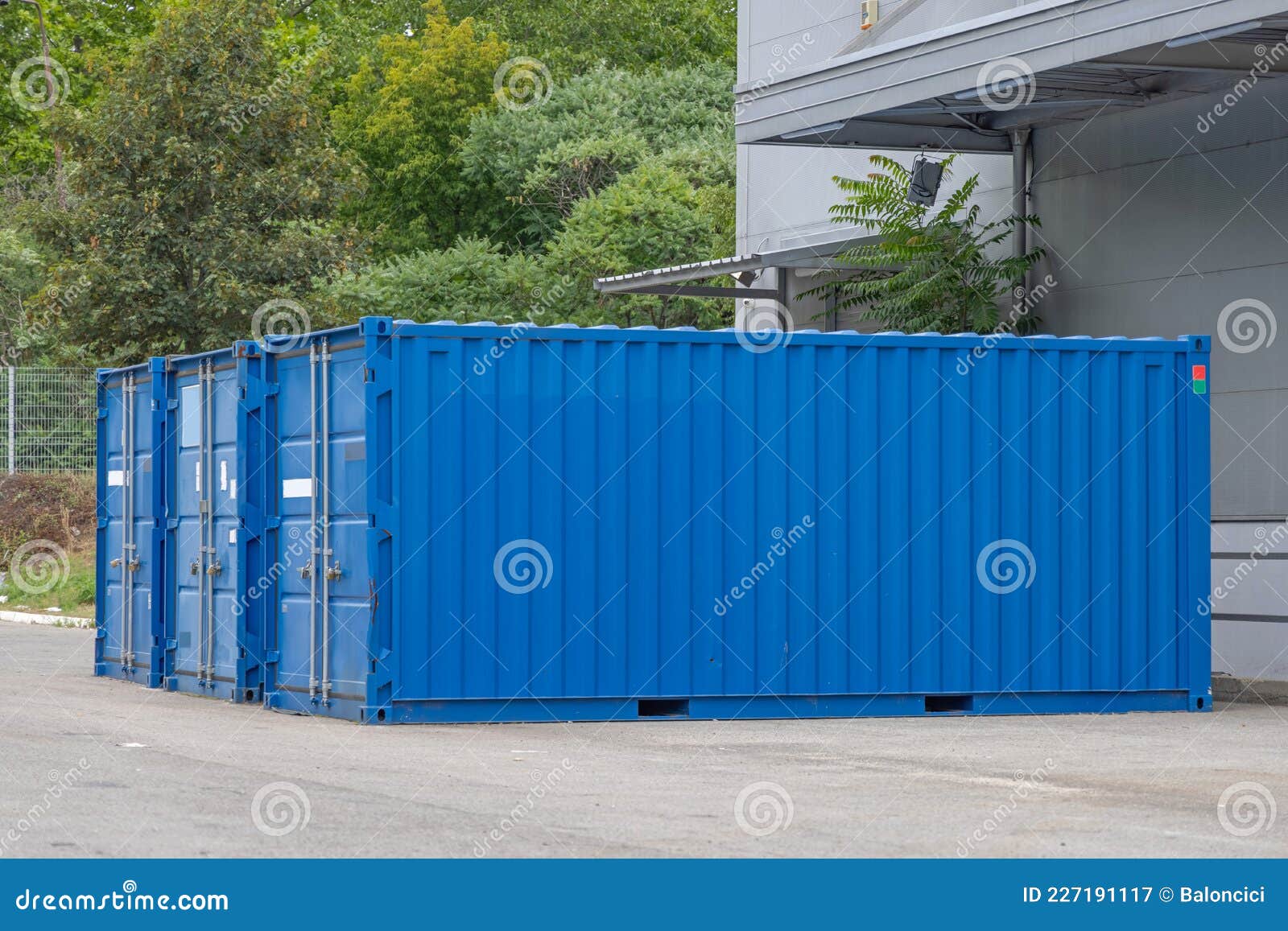 Blue Containers stock image. Image of blue, metal, transport - 227191117
