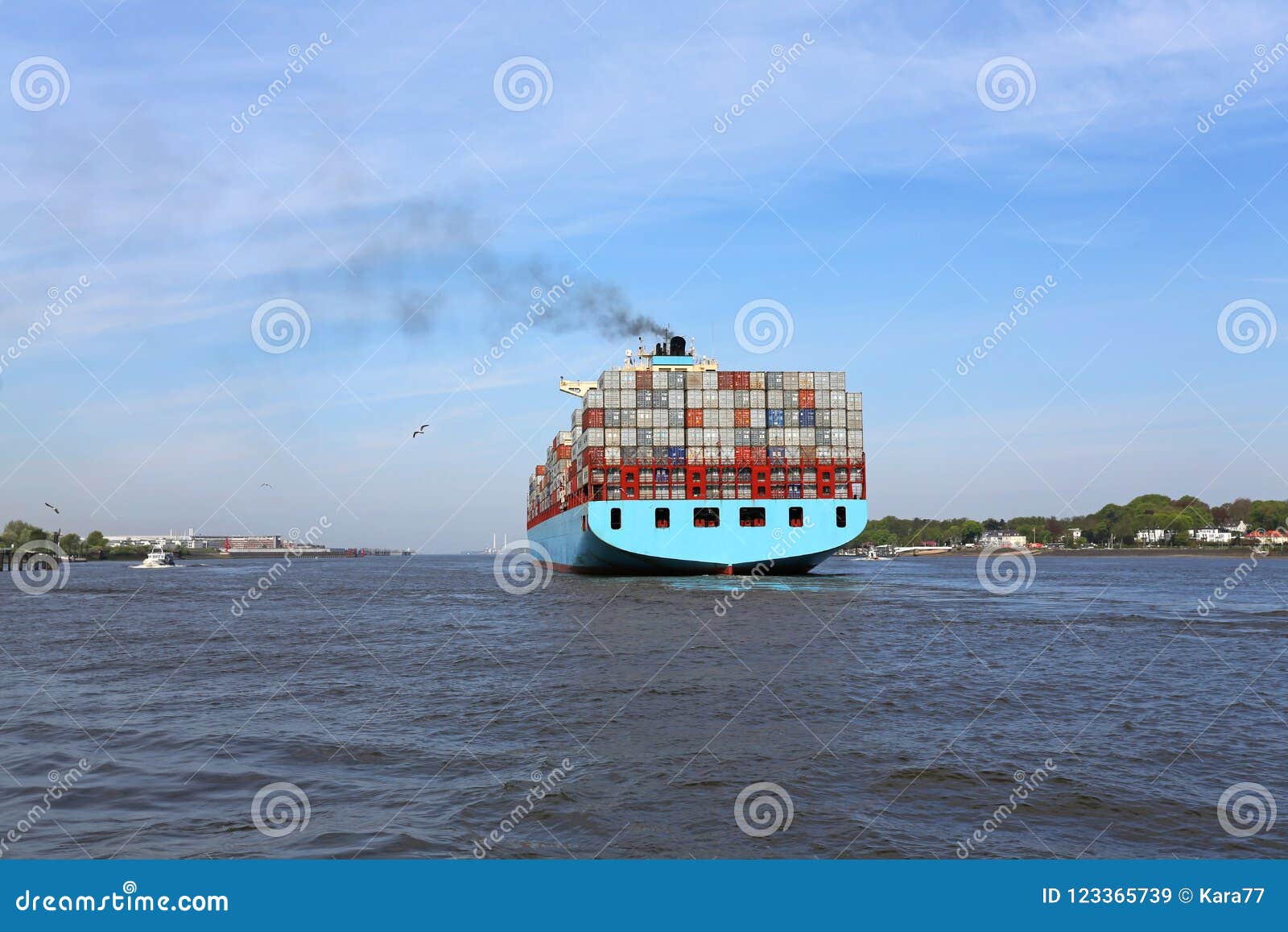 Blue_containership stock image. Image of container, hamburg - 123365739