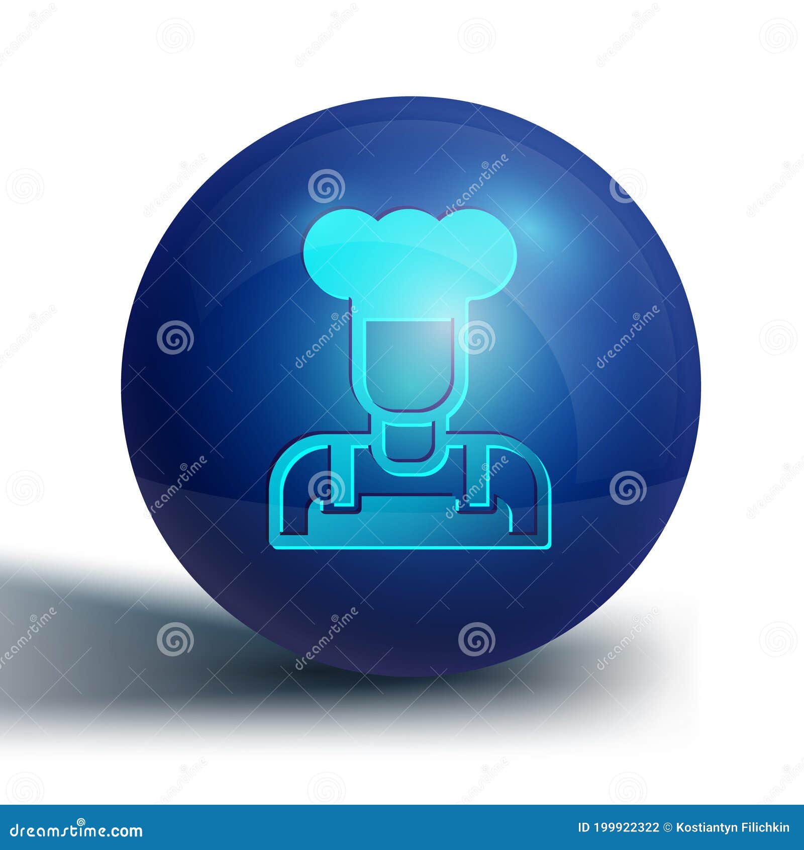 Blue Cook Icon Isolated on White Background. Chef Symbol. Blue Circle ...