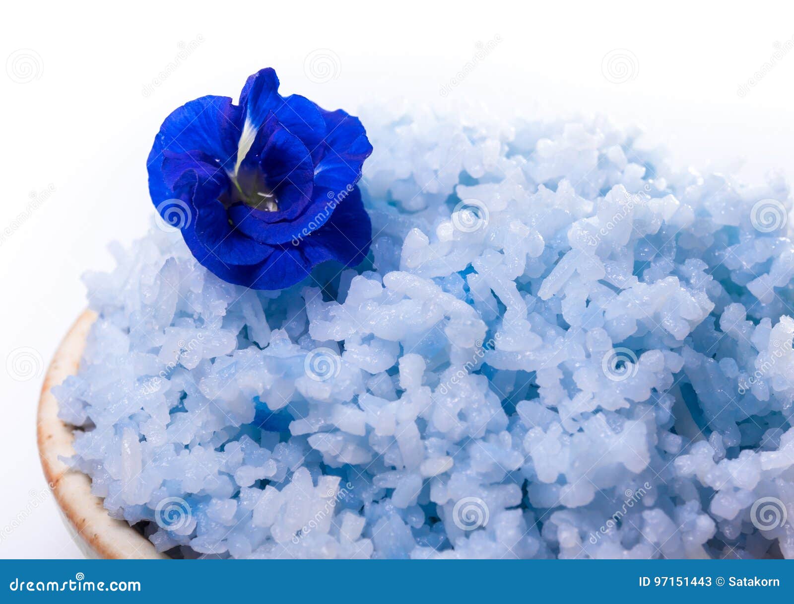 Blue Cooked Rice by Color of Butterfly Pea Flower Stock Image - Image ...