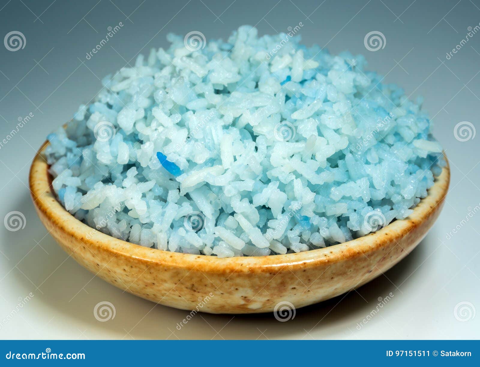 Blue Cooked Rice by Color of Butterfly Pea Flower Stock Image - Image ...