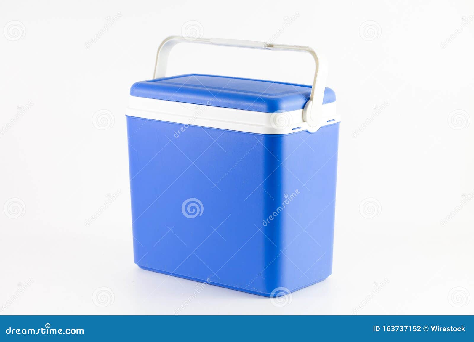 Blue Cool Box with a White Holder Isolated on a White Background Stock ...