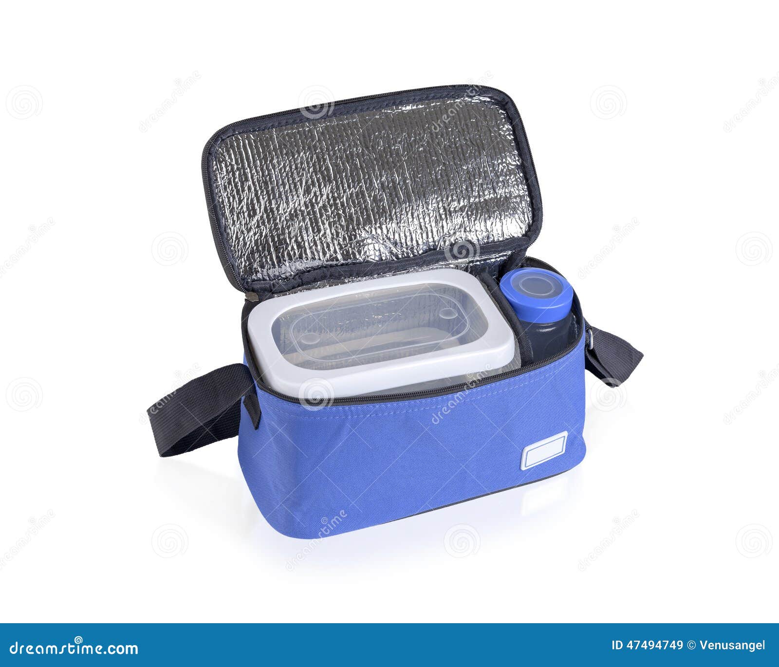 Blue Cooler Bag Filled with Plastic Bottle and Boxes Stock Image ...