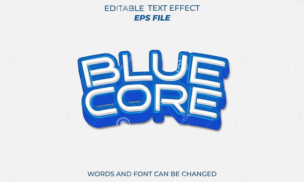 Blue Core Text Effect, Font Editable, Typography, 3d Text. Vector ...