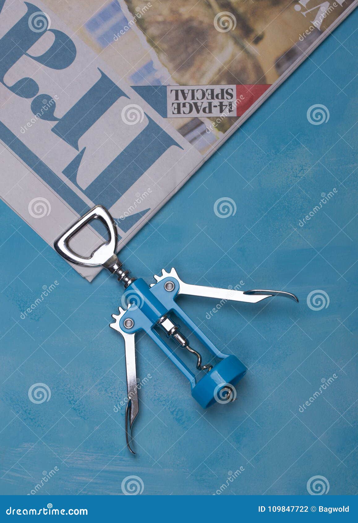 Blue Corkscrew on a Blue Background Editorial Photography - Image of ...