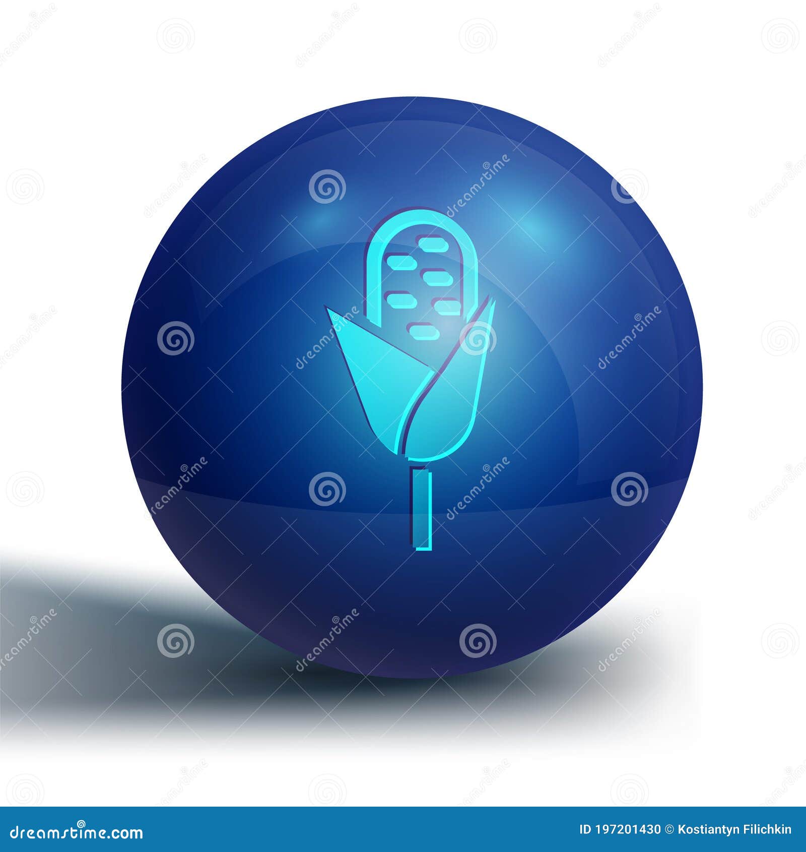 Blue Corn Icon Isolated on White Background. Blue Circle Button Stock ...