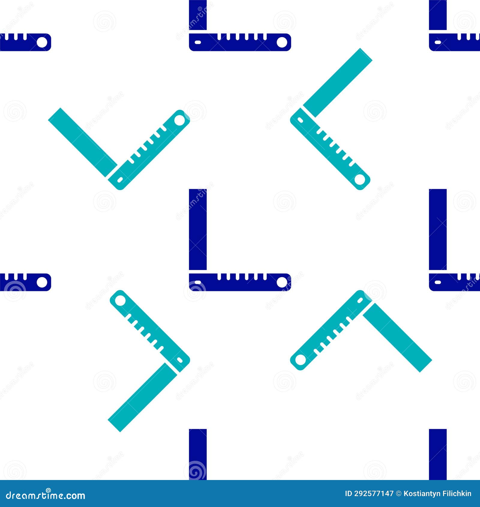 Blue Corner Ruler Icon Isolated Seamless Pattern on White Background ...