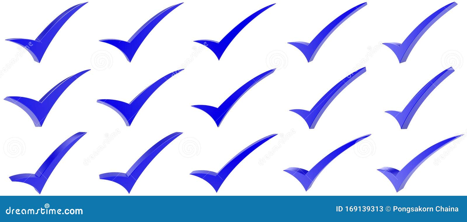 Blue Correct Mark Symbol Collection on White Background Stock ...