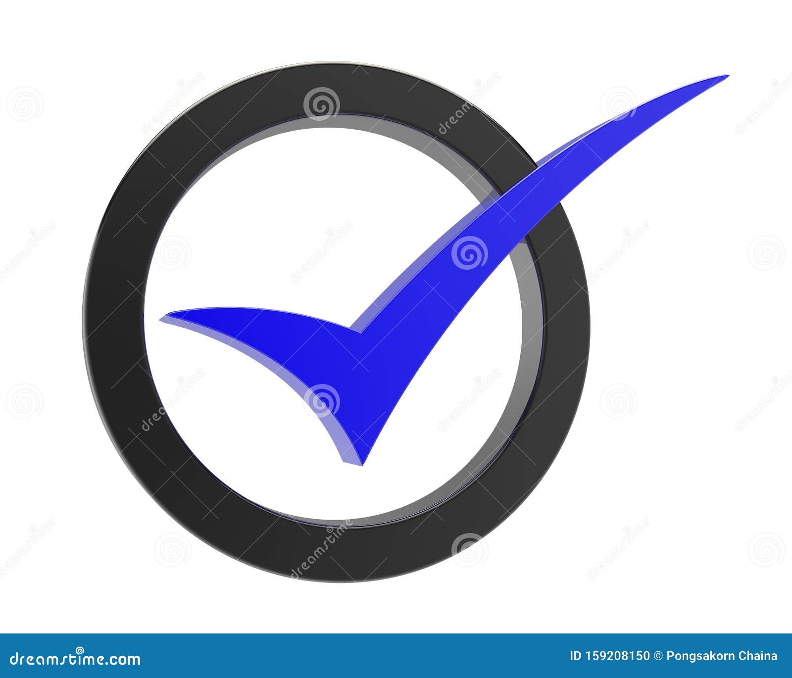 Blue Correct Mark Symbol on White Background 3d Rendering Stock ...