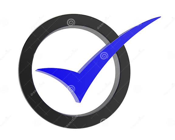 Blue Correct Mark Symbol on White Background 3d Rendering Stock ...
