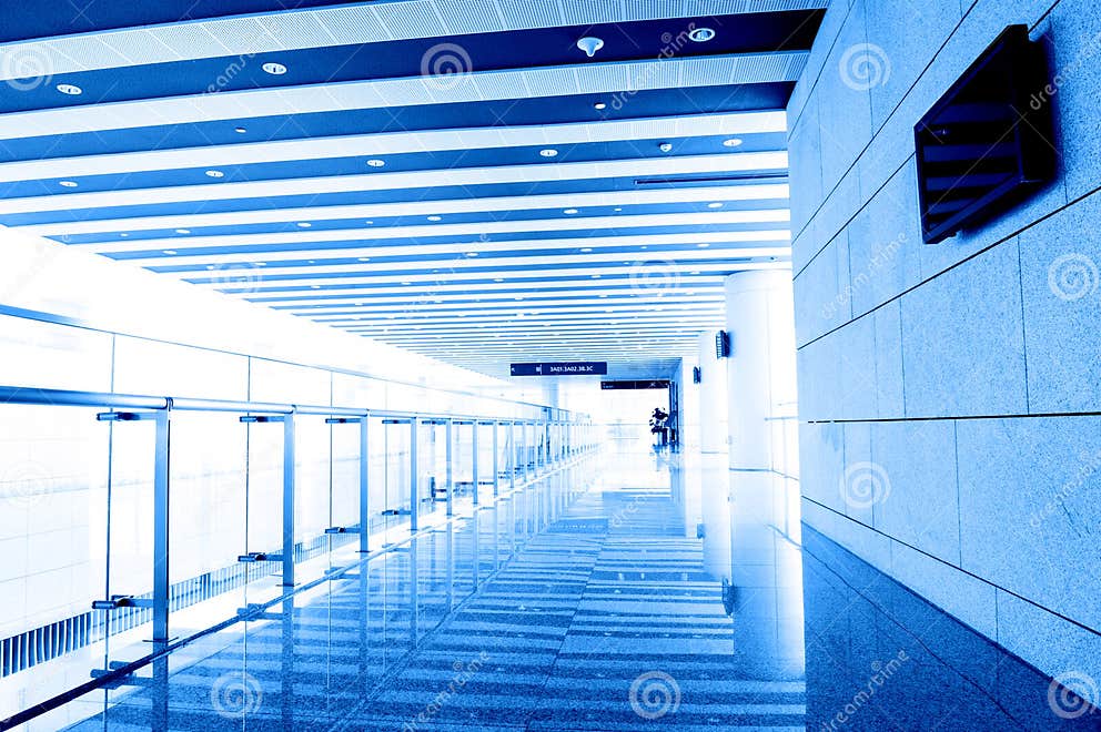 Blue corridor stock photo. Image of fence, building, corridor - 19937768