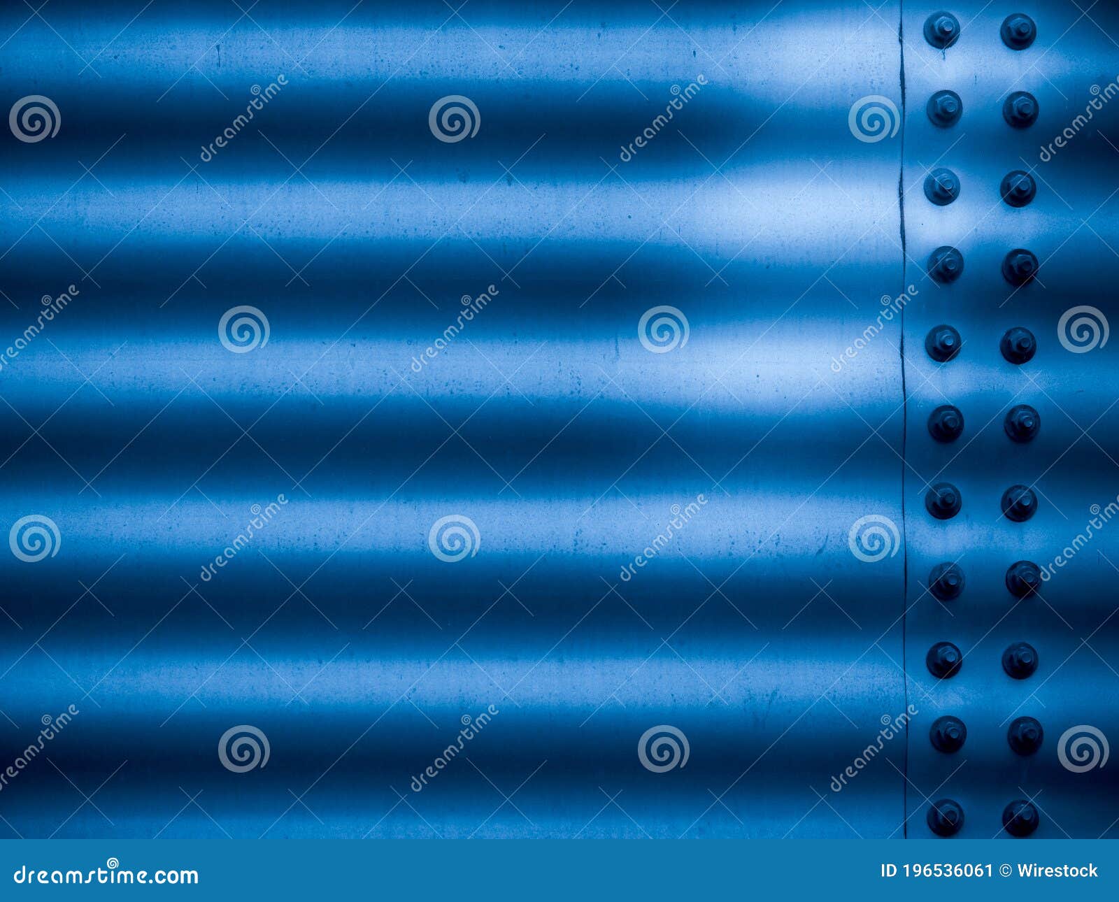 Blue Corrugated Metal Sheet Background with Fasteners Stock Image ...