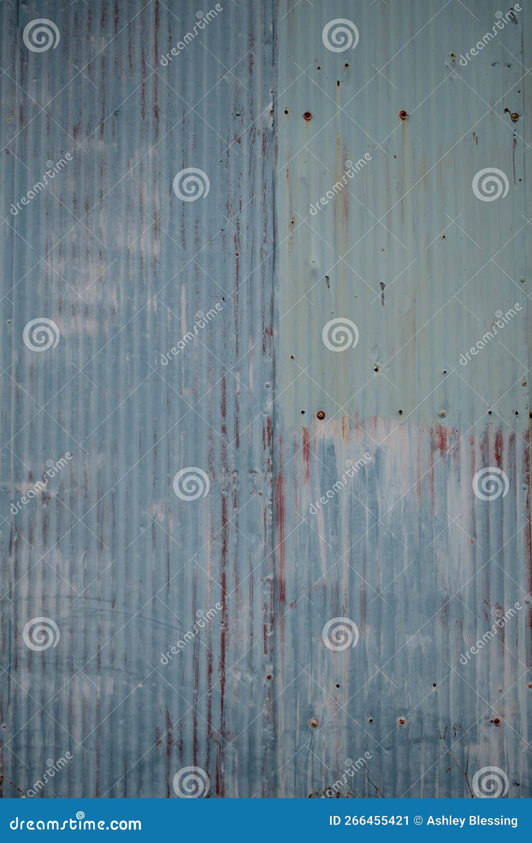 Blue Corrugated Metal Warehouse Siding Stock Image - Image of aged ...