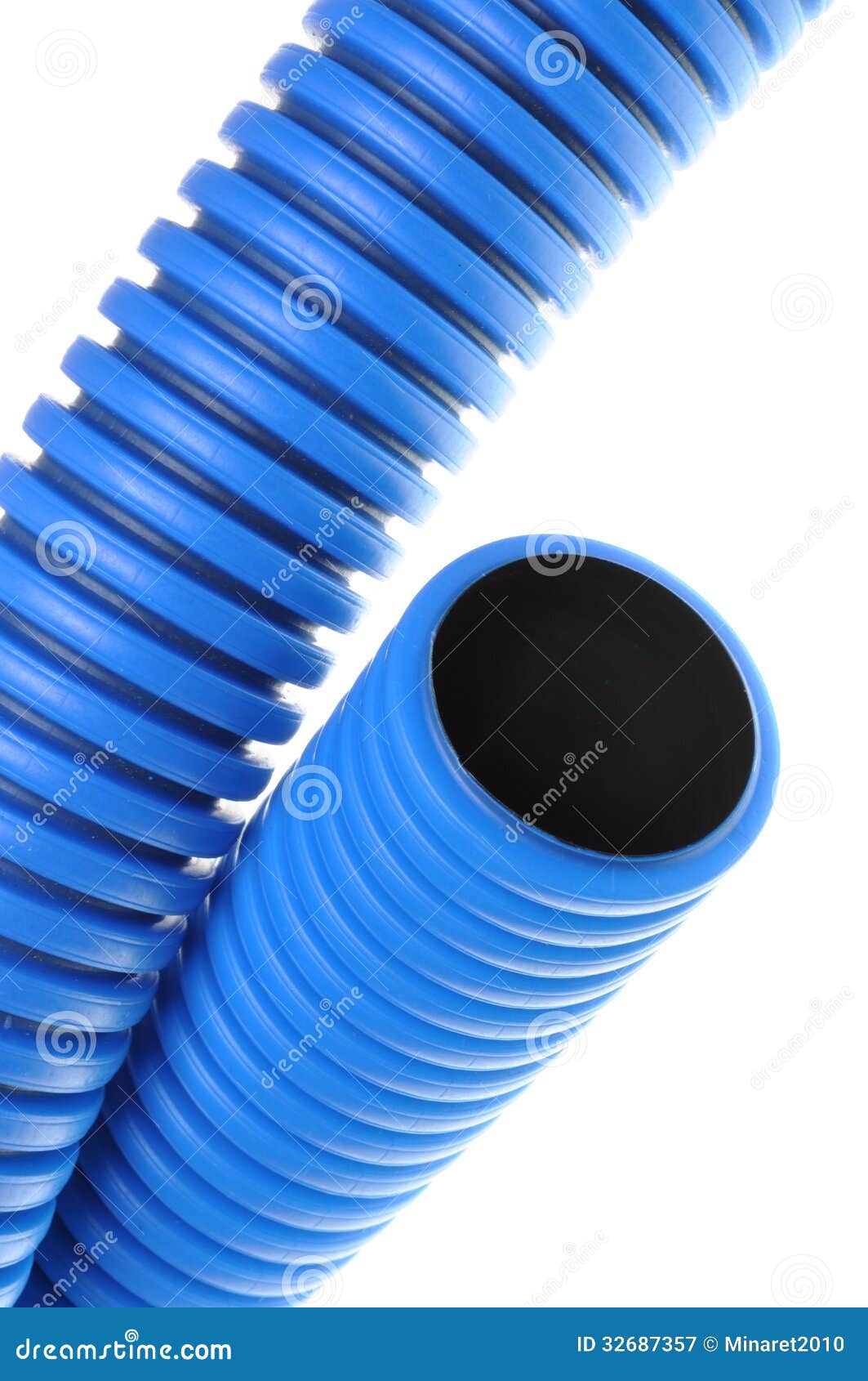 Blue Corrugated Pipe For Electrical High-voltage Cables Stock Photo ...